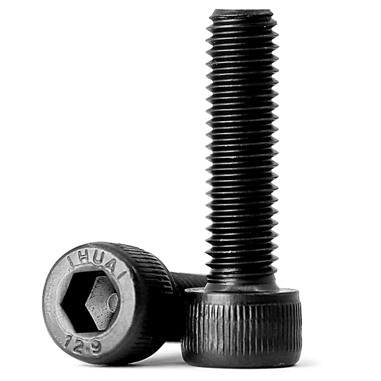 M4 x 20mm 12.9 Alloy Steel Screw Cap Point Hex Socket Screws Bolts Black Oxide Finish Machine Thread, 50Pcs