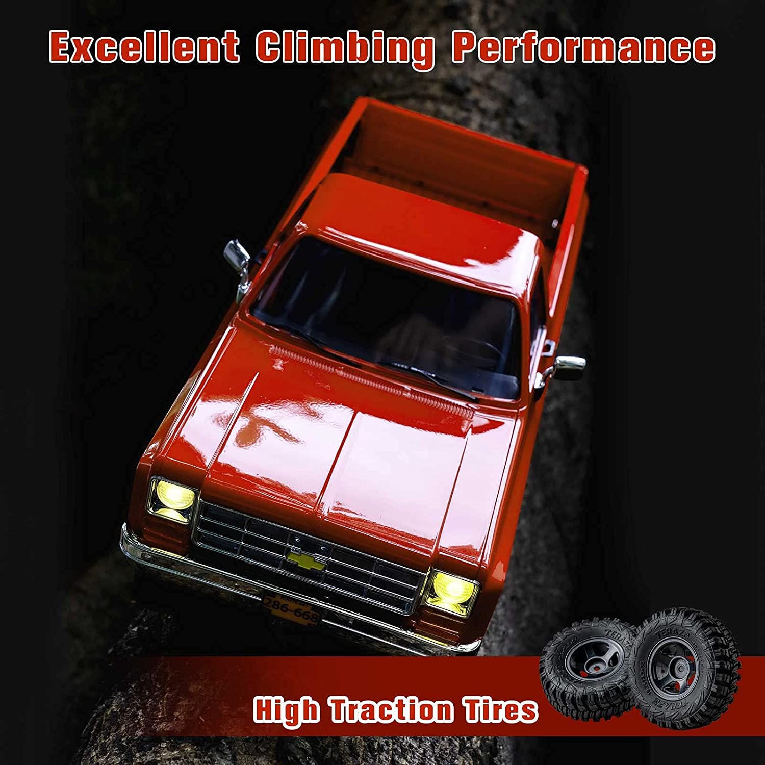 FMS 1/18 RC Crawler K10 4WD Brushed RTR RC Car Official Licensed RC Model 4WD Hobby RC Crawler Remote Control Car with LED Lights 3-Ch 2.4GHz Transmitter for Adults