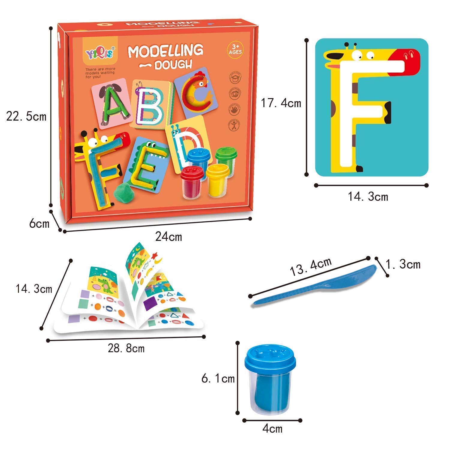 Dough Preschool Education Recognition Fundamental Starter Set, Alphabet Shape and Learn Letters and Language, 3 Years and Up with 4 Colors Dough