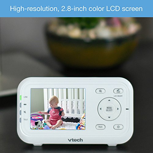 VTech VM3252-2 2.8β Digital Video Baby Monitor with 2 Cameras and Automatic Night Vision, White