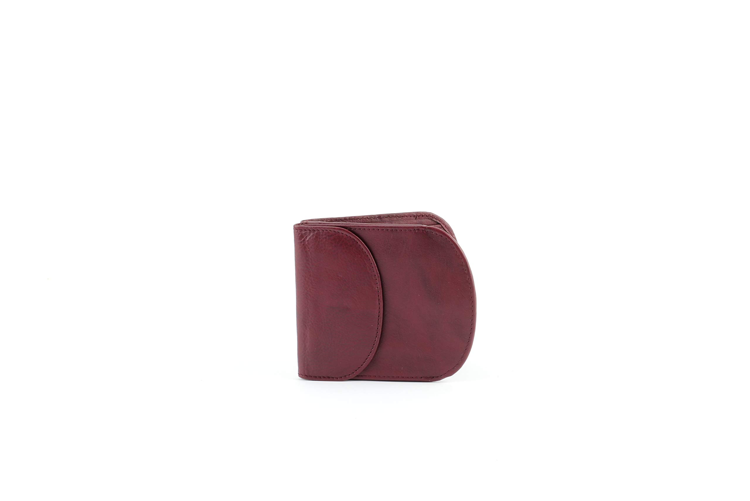 Bacci Leather Impressions Taxi Wallet - Soft Leather, Compact & Snap Pocket on Front, Folding Wallet, Small ID Cards & Coins Holder, Pouch for Men & Women, Coin Case ( Leather, Red)