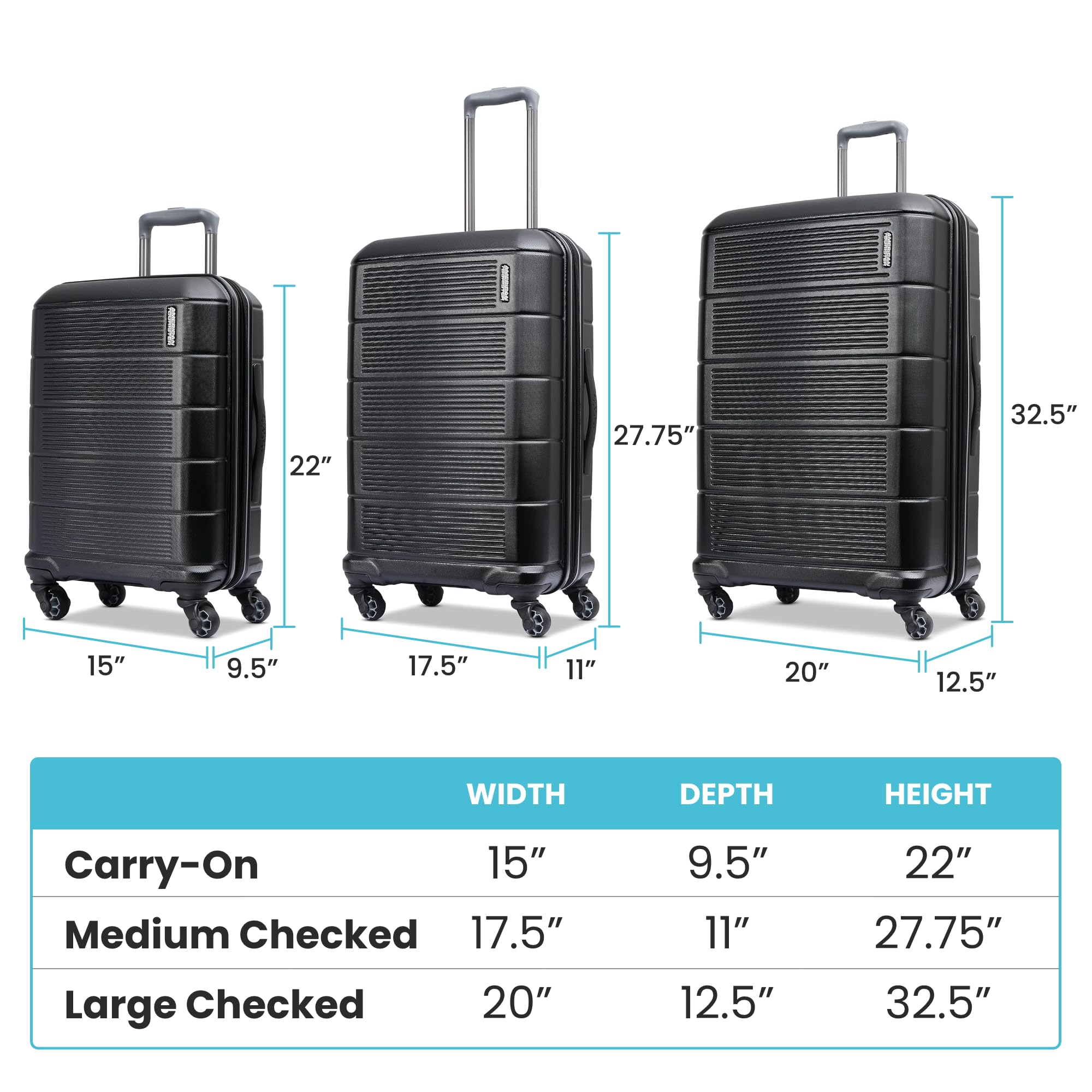 American Tourister Stratum 2.0 Expandable Hardside Luggage with Spinner Wheels, Jade Green, 24-Inch Checked-Medium