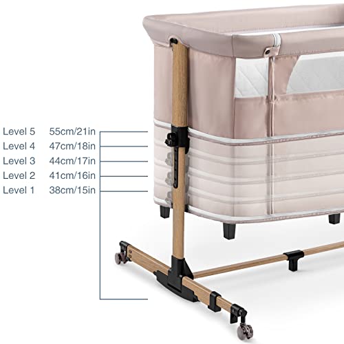 Baby Crib,3 in 1 Baby Bassinet Bedside Crib Bedside Sleeper Adjustable Portable Bed for Infant,Baby Newborn Must Have Bed,Beige