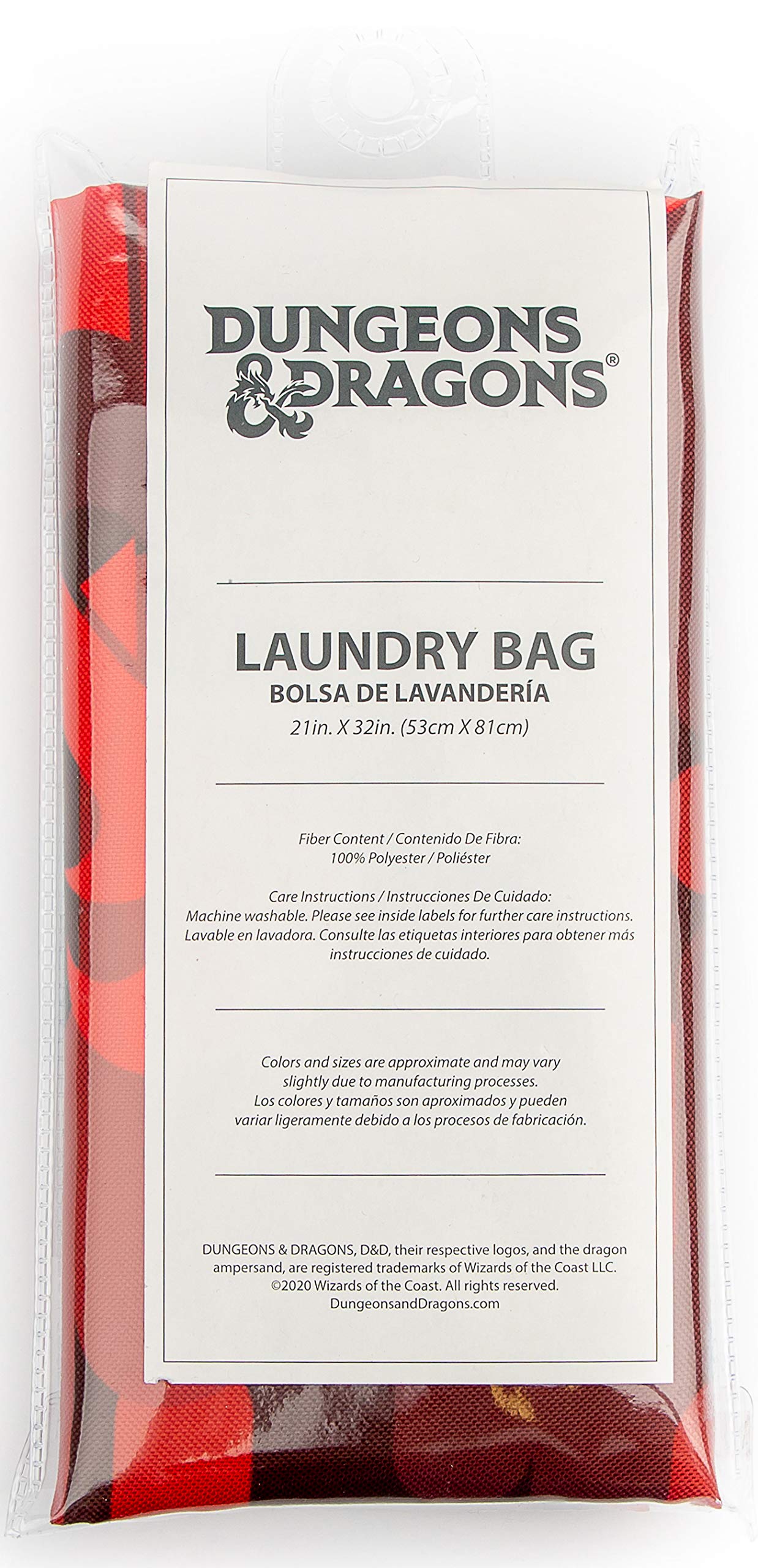 Dungeons & Dragons Ampersand Red Drawstring Laundry Bag - Oversize Durable Storage/Travel Bag for Home or College - Measures 21 x 32 inches (Official Dungeons & Dragons Product)