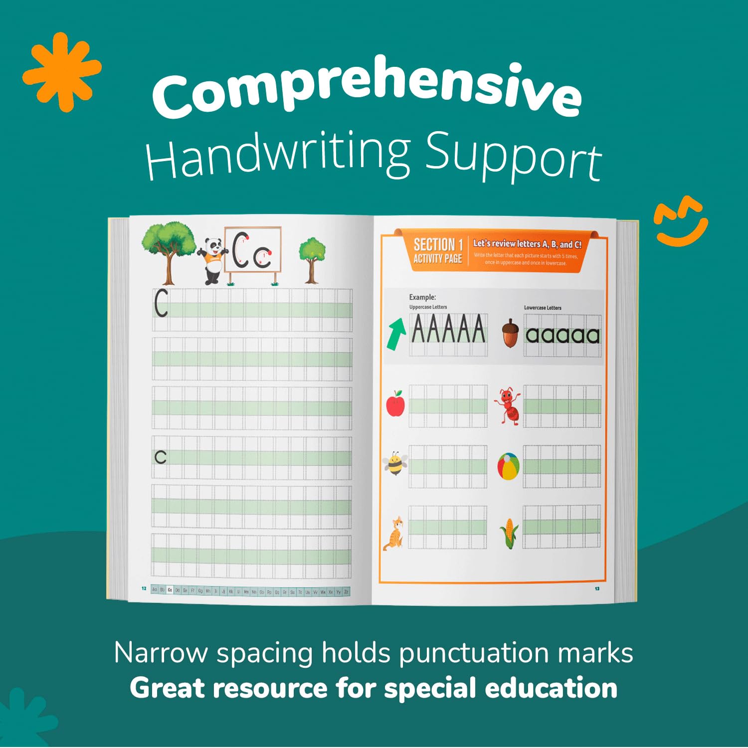 Channie's Alphabet Tracing & Writing Pad, Practice Visual Handwriting & Storytelling Workbooks, 80 Pages Front & Back, 40 Sheets, Grades PreK – 1st, Size 8.5” x 11” Summer School, Summer Bridge