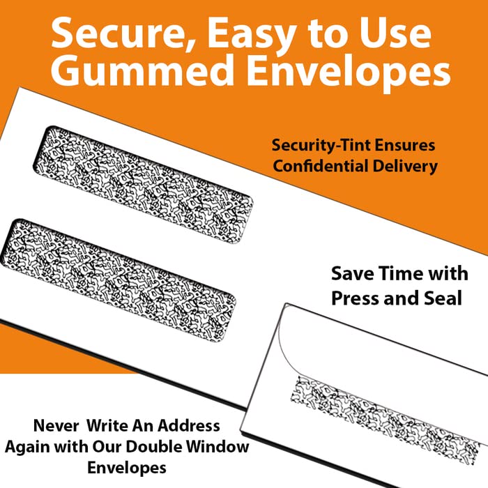 Checks for Less Check Envelopes, Double Window Envelopes, Tinted Security Envelopes, Wallet Check Envelopes for Software Compatible Checks (500 Envelopes, 6.25” x 3.5”)