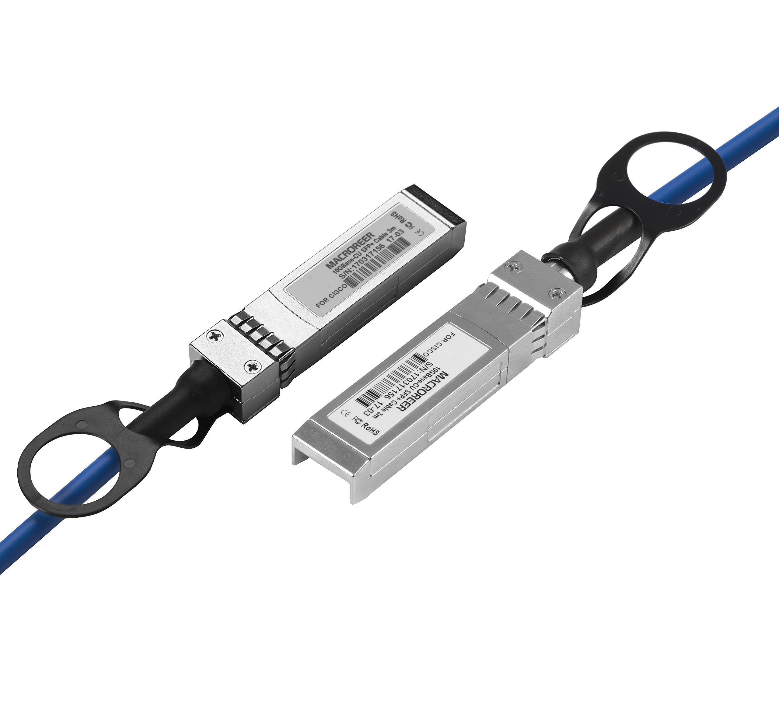Macroreer 10G SFP+ DAC Cable, SFP Direct Attach Copper Passive Cable for Ubiquiti, Blue Color 10GbE SFP Twinax Cable 0.5-Meter(1.6ft), for Ubiquiti,Cisco,Mikrotik,Netgear,Supermicro
