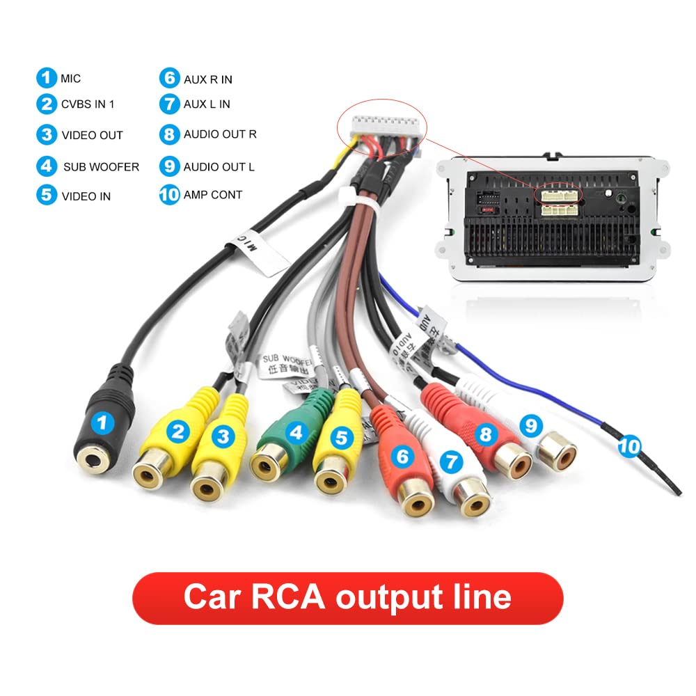 for Android Car Radio Stereo Power Cable RCA Video Audio CAM in Adapter USB Cables GPS Antenna Aftermarket Android Radio Accessory Harness Kit Set 16pin Test Power on Cable