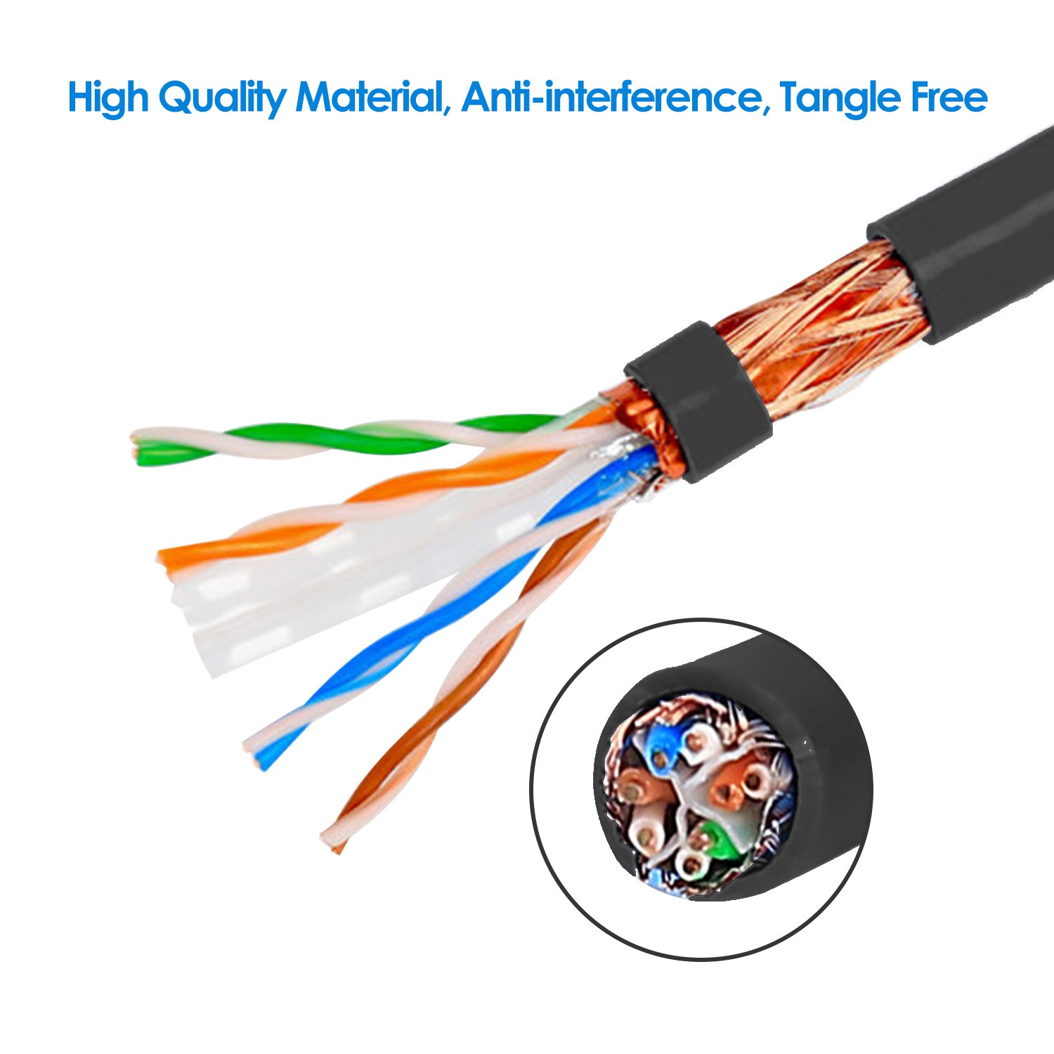 Rankie RJ45 Cat6 Snagless Ethernet Patch Cable, 1Gpbs Transfer Speed, 15 Feet, (Black)