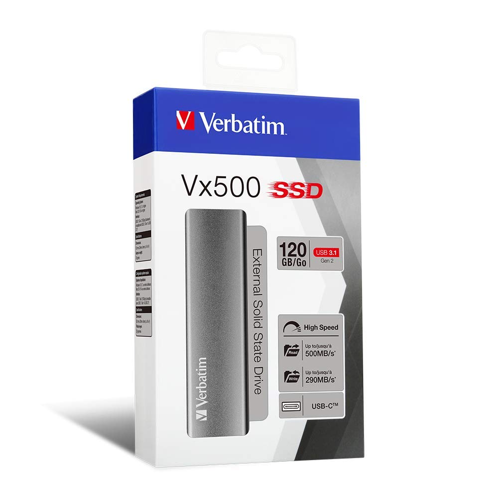 Verbatim 120GB Vx500 External SSD, USB 3.1 Gen 2 - Graphite (47441)