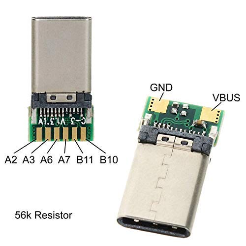 chenyang USB C DIY Connector USB 3.1 Type C 24Pin Male Plug & Female Socket Port Repair Replacement Solder Adapter with PCB Board