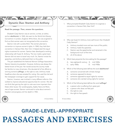 Carson Dellosa Skill Builders Reading Comprehension Grade 6 Workbook, Middle School Reading Passages and Vocabulary Builder for Kids Ages 11-12, 6th Grade Reading Comprehension Workbook