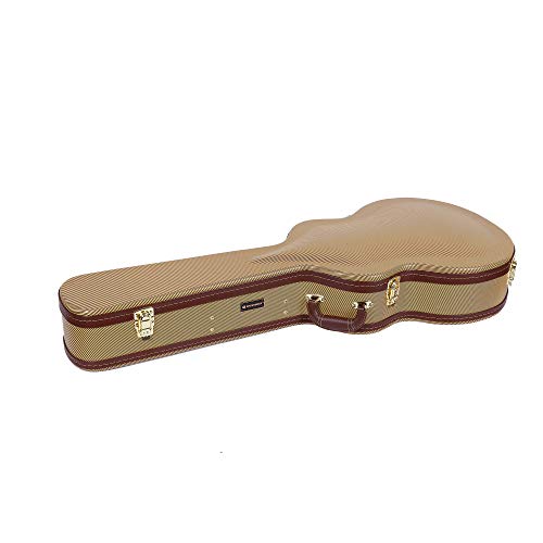 Crossrock Hardshell Arch Top wood case fits OM, Martin 000 Guitars-Vinyl Tweed(CRW600OMTW)