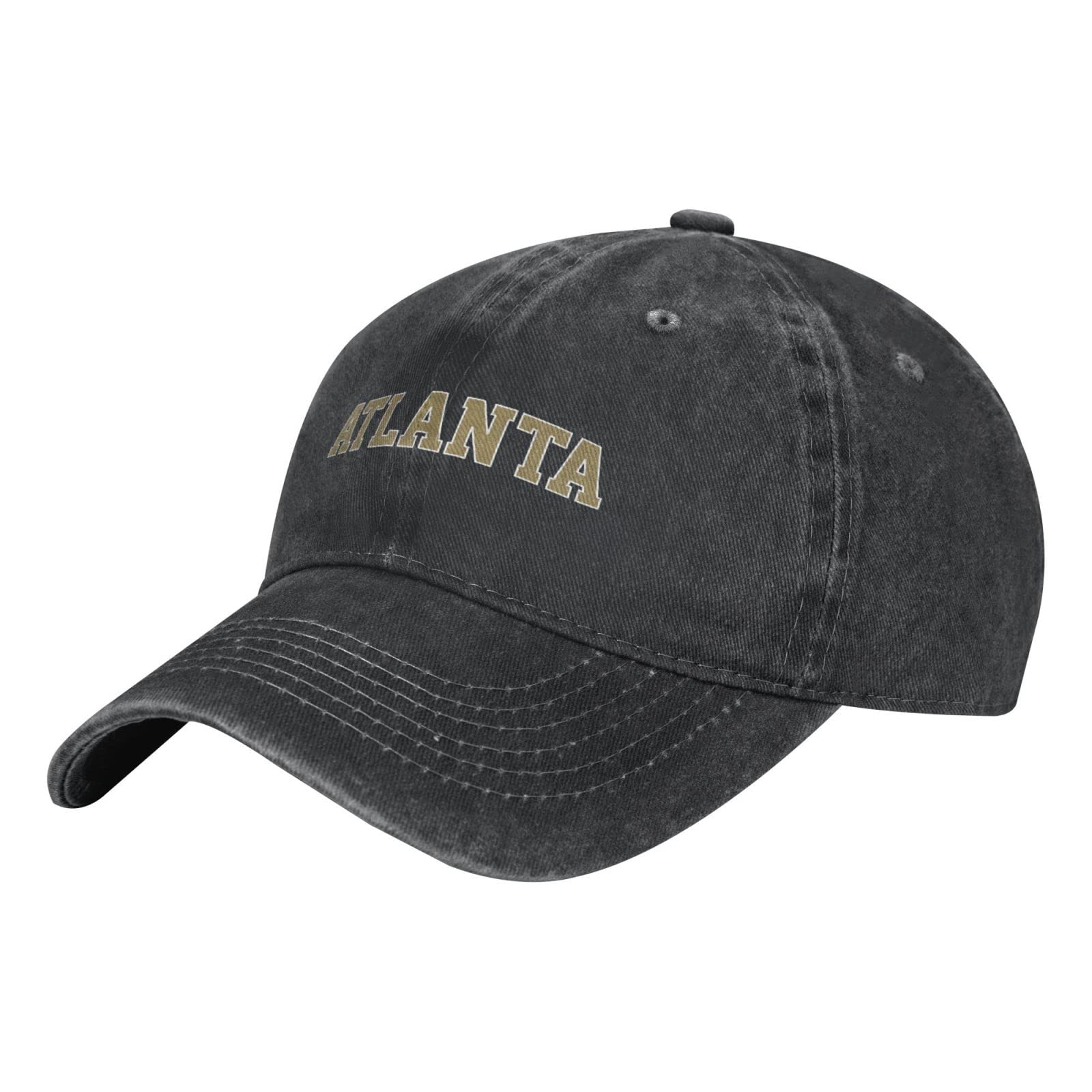 Atlanta Cap Adult Adjustable Classic Casquette Denim Hat for Outdoor Black