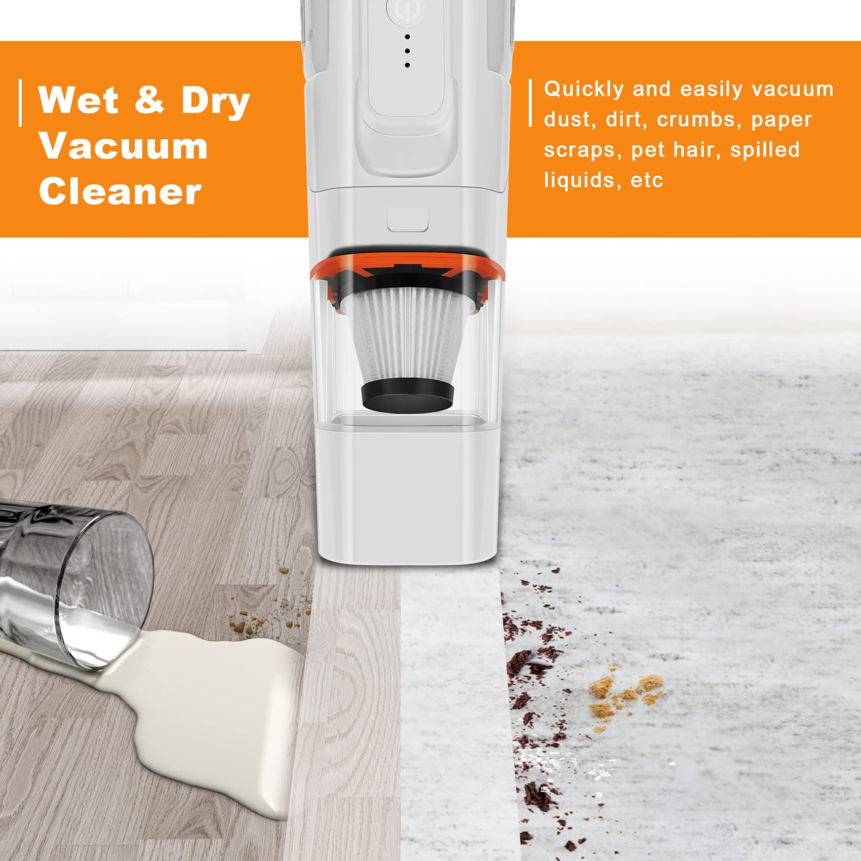 CherylonVacHandheld Vacuum Cordless - 2 Speed Portable Mini Vacuum, Pet Hair Hand Cleaner, 10000Pa Lightweight and Rechargeable Held Vacuuming Vac Car for Home Office