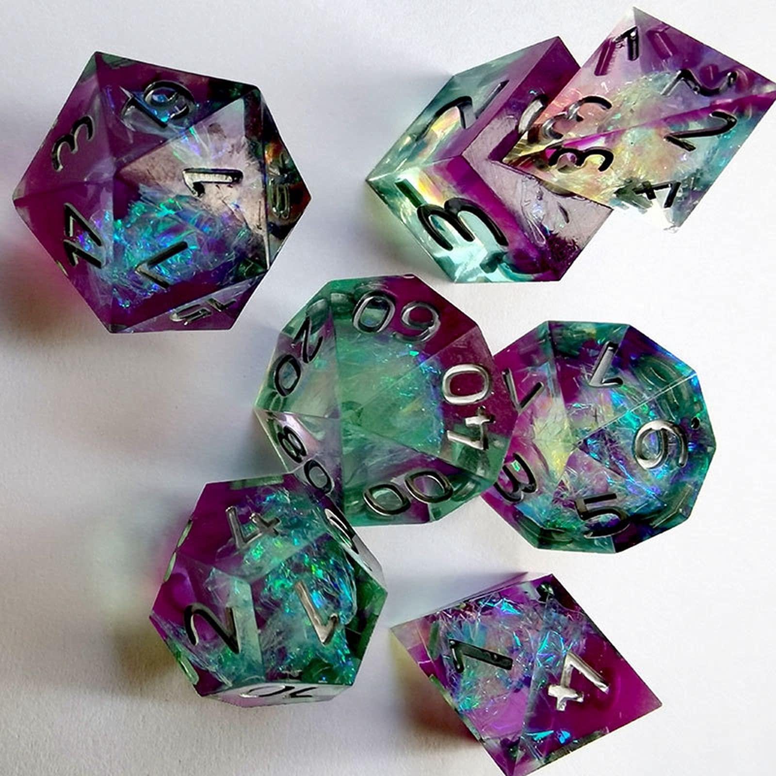 Colcolo Polyhedral with Sharp Lightwheigt 7-8 D10 D% D12 D20 Set for Conscious Role Playing