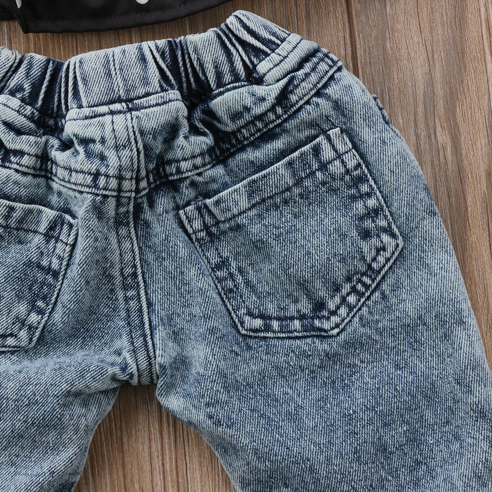 Toddler Newborn Baby Boys Girls Causal Elastic Waist Destroyed Ripped Jeans Pants (0-6 Months, A)