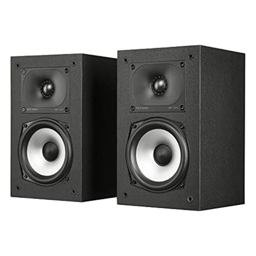 Polk Monitor XT15 Pair of Bookshelf or Surround Speakers - Hi-Res Audio Certified, Dolby Atmos & DTS:X Compatible, 1" Terylene Tweeter & 5.25" Dynamically Balanced Woofer (Pair, Midnight Black)