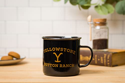 Silver Buffalo Yellowstone Dutton Ranch Enamel Camper Mug, 21 Ounces