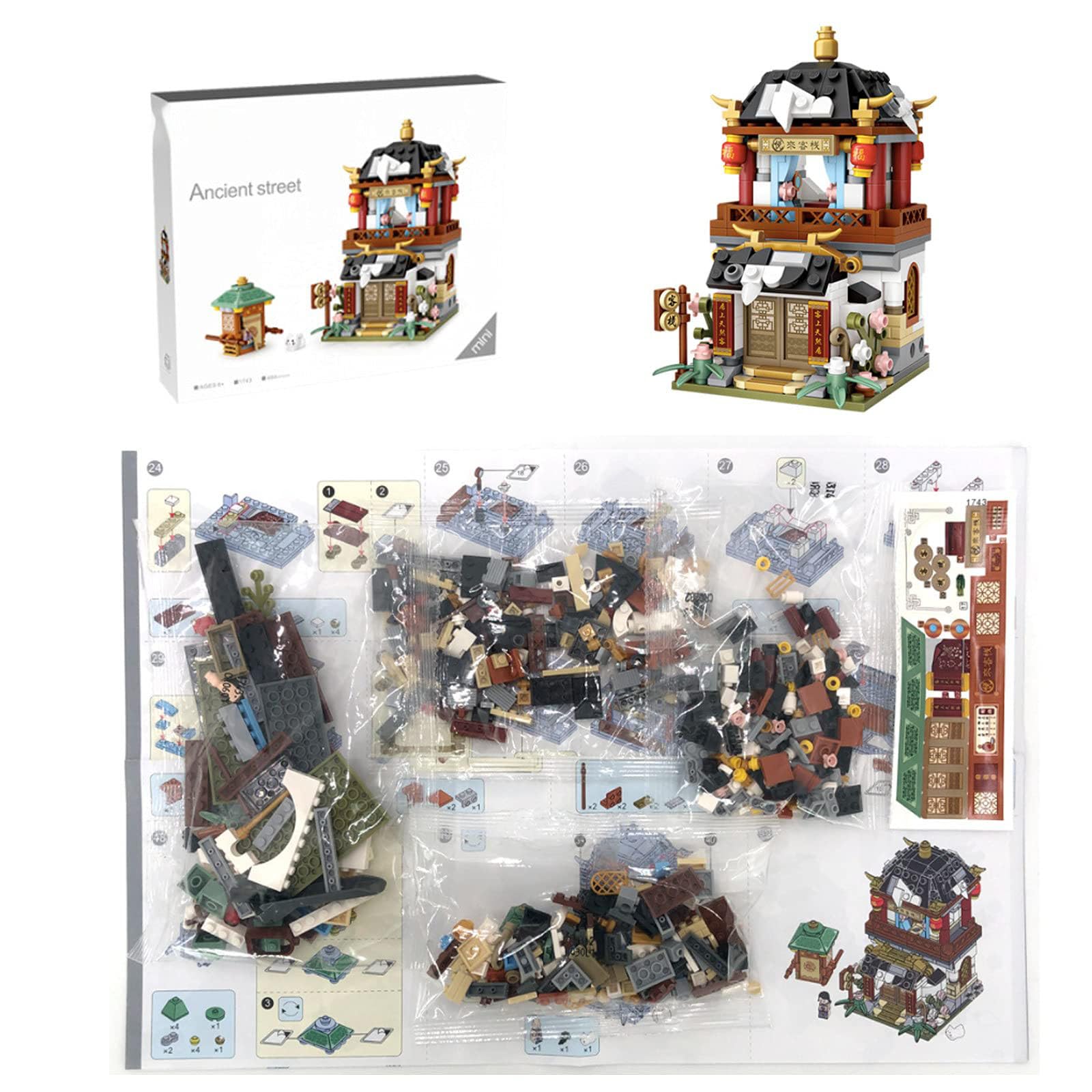 Seyaom Chinese Street View Shop Bricks, Mini DIY Building Blocks Model MOC Construction Toy NOT Compatible with Lego (Hostel)