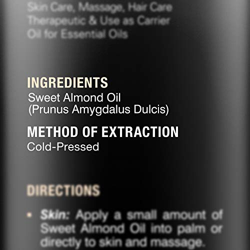 MAJESTIC PURE Sweet Almond Oil, Triple A Grade Quality, Pure and Natural from Spain, Cold Pressed, (Packaging May Vary) - 16 fl. Oz