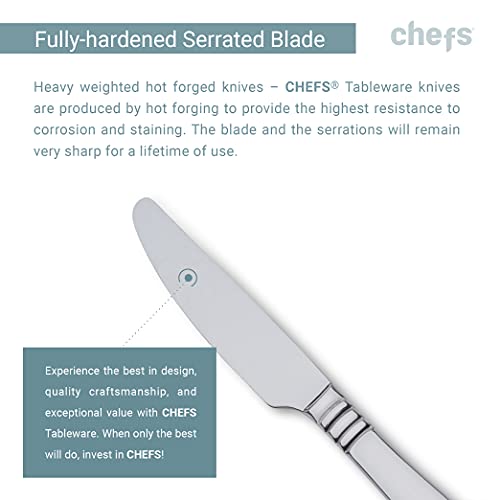 Chefs 18/10 Stainless Steel 44pc Flatware Set, Service for 8, Harlow