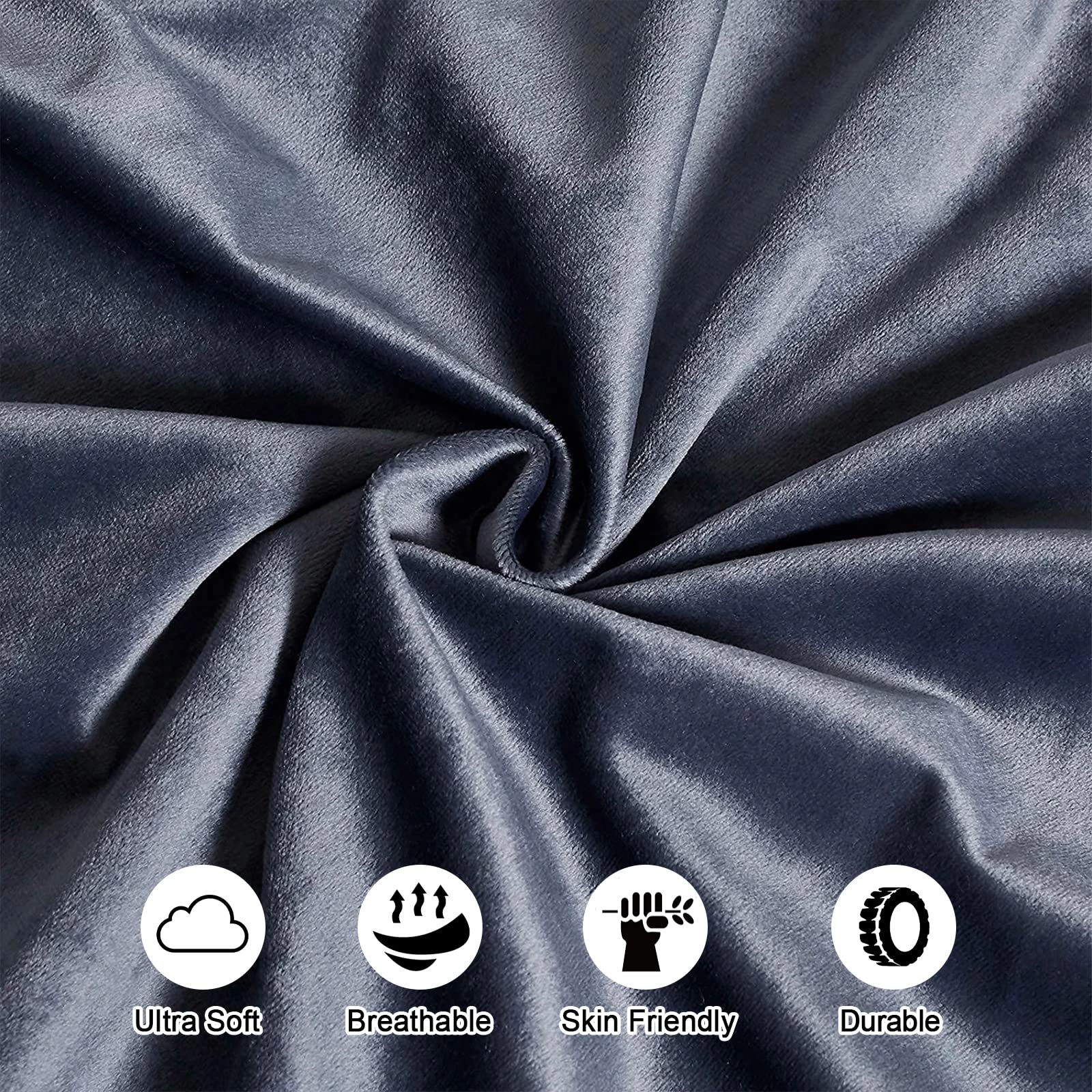 David's Home Velvet Duvet Cover Set King, Soft and Luxurious Flannel Comforter Cover 3PCS with Corner Ties, Button Closure, 106β x 92β, Greyish Blue, No Insert