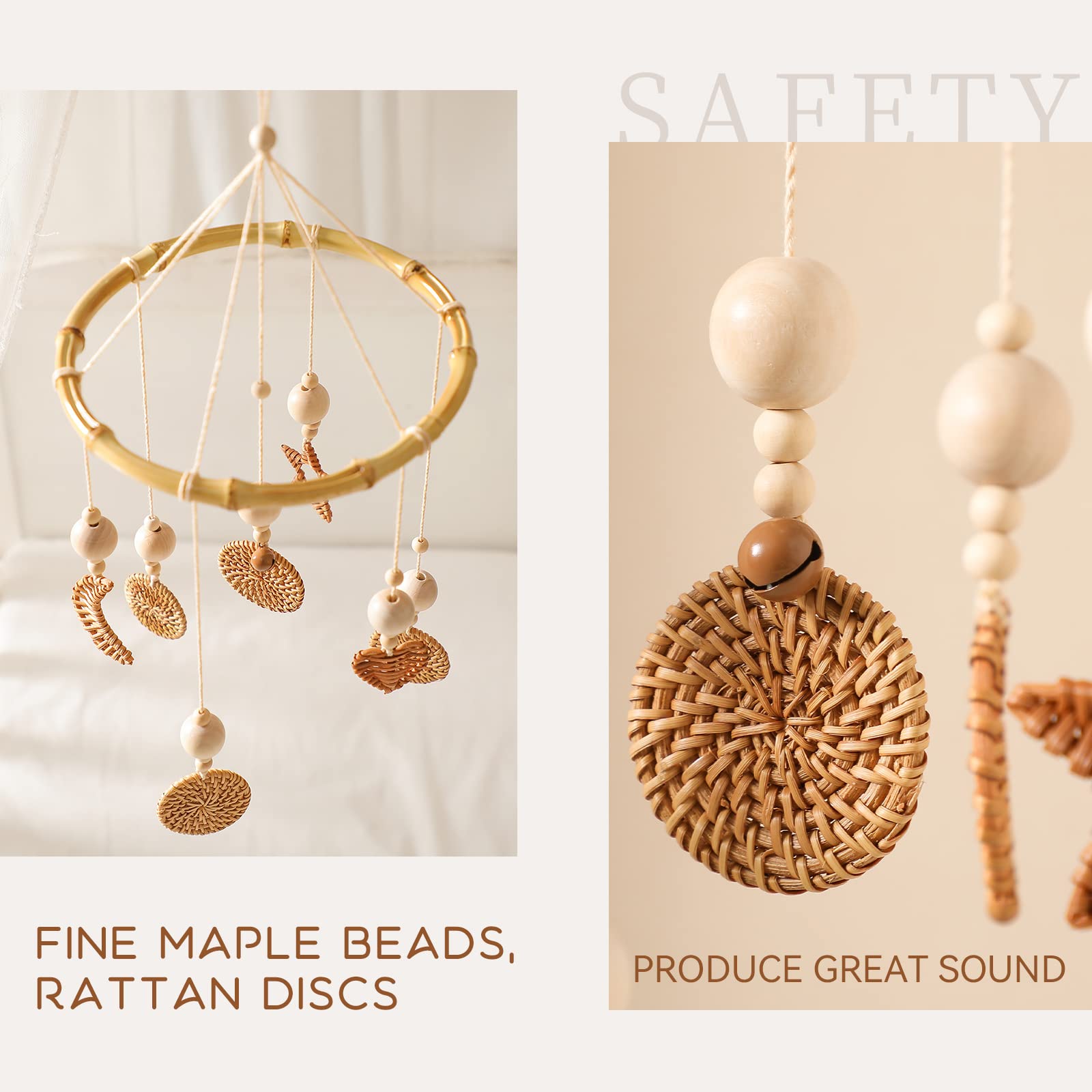 Baby Mobile for Crib - Modern Boho Baby Mobile - Nursery Mobile for Girl or Boy | Gender Neutral Handmade Mobile| Ceiling Rattan Mobile