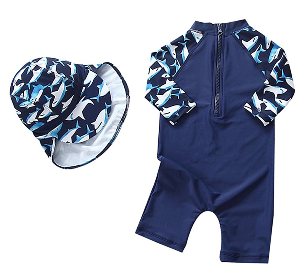 Yober Baby Boy Rash Guard Sun Protective Infant Toddler Swimwear Navy, 9-18 Months
