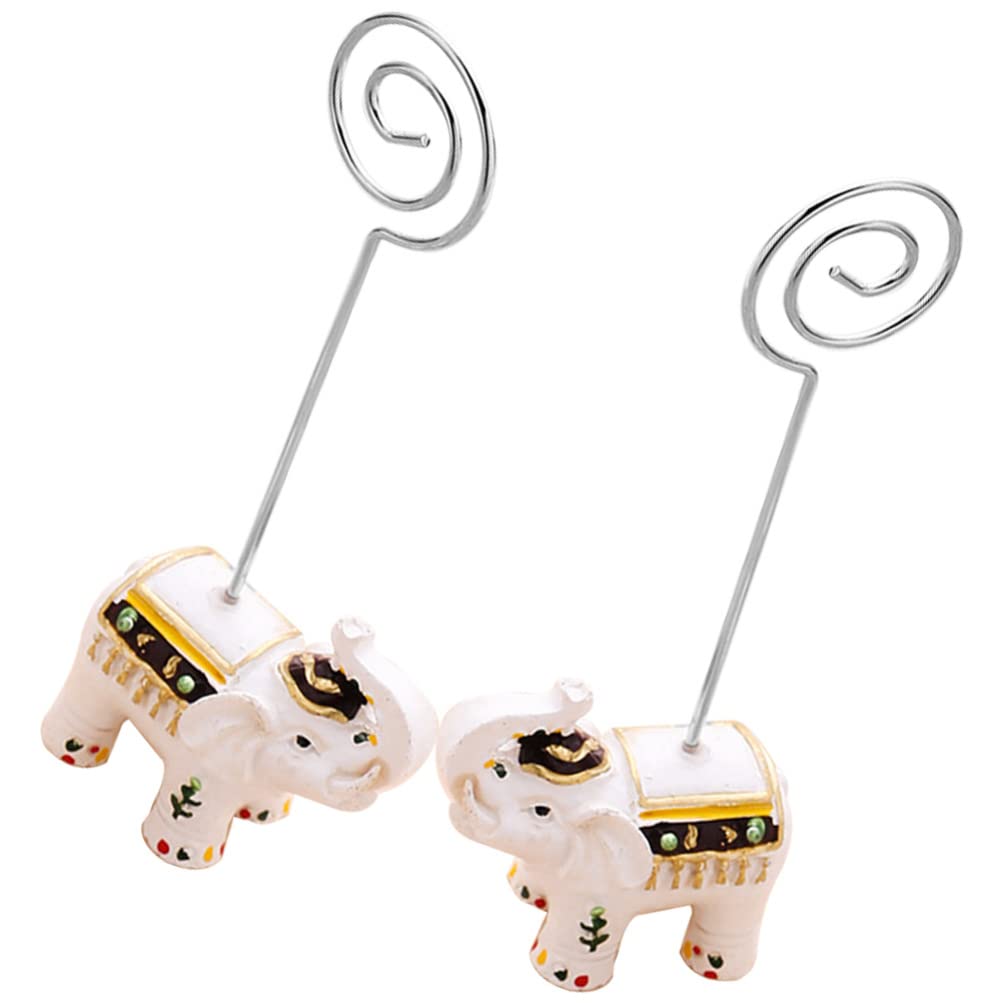 FOMIYES Party Message Clip 2pcs Elephant Card Holder Picture Photoframe Stainless Steel Multi-Function Message Clips