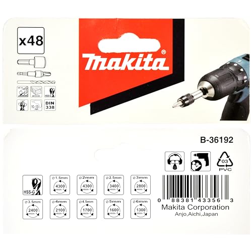 Makita B-36201 Metric High Speed Steel Drill Bit, Screw Bit and Socket Set (48 Piece)