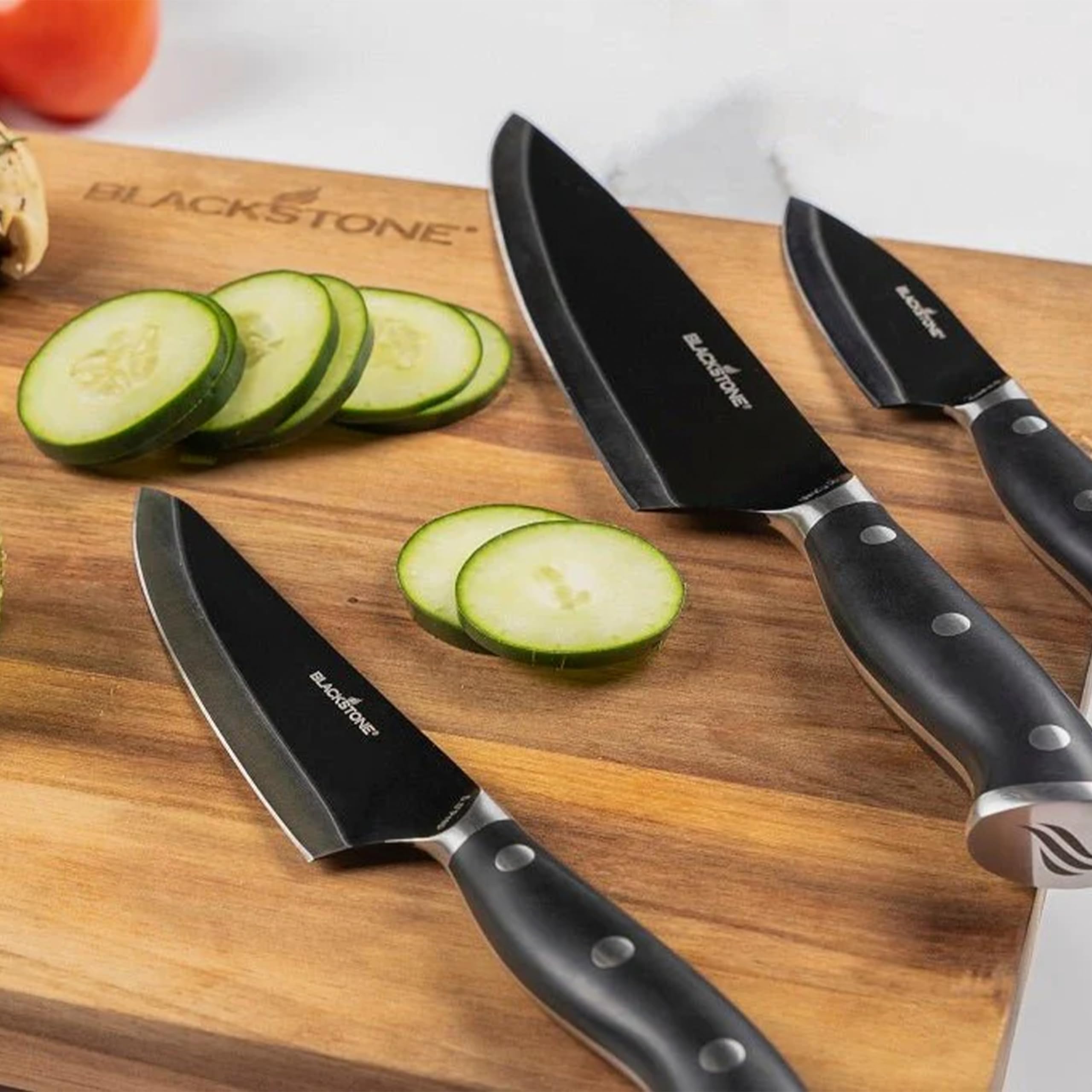 BLACKSTONE Knife Set Cutting Board, Accessories Kit, Includes 4 Piece Steak Knife Set, 3 Piece Knife Set, Griddle Cutting Board Reusable Gloves