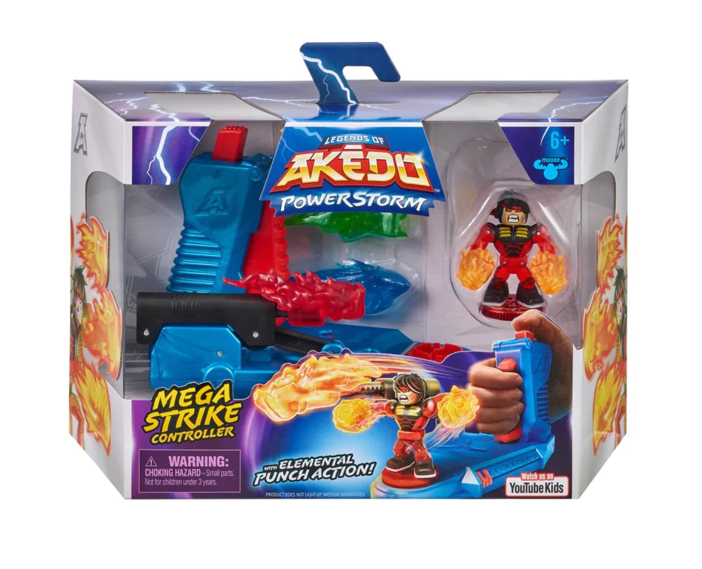 Legends of Akedo Powerstorm Mega Strike Controller with Elemental Punch Action |Turbo Chux Action Figure | Amazon Exclusive