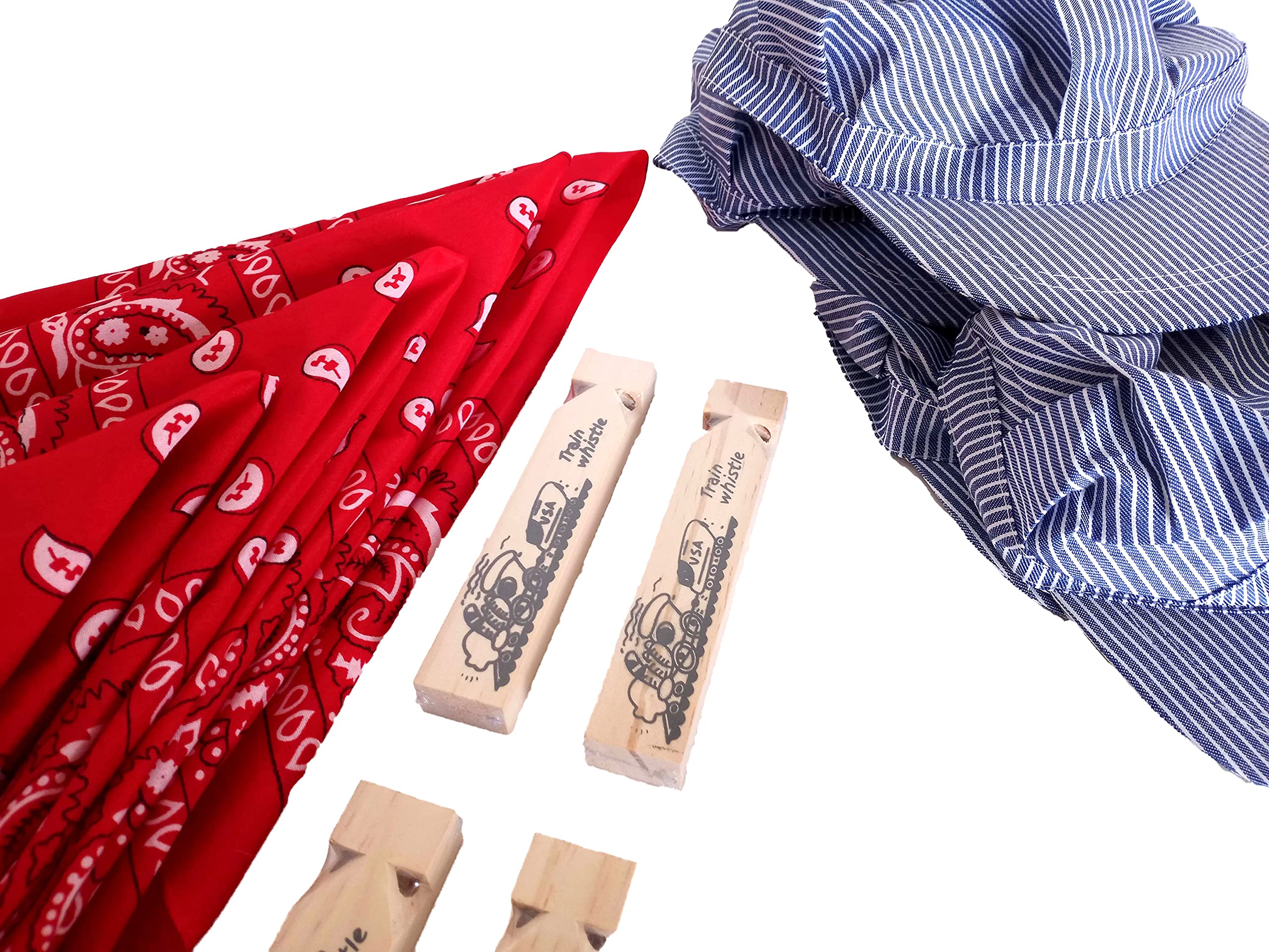 Children's Train Conductor Dress Up - Hat, Whistle, and Bandana (4 SETS)