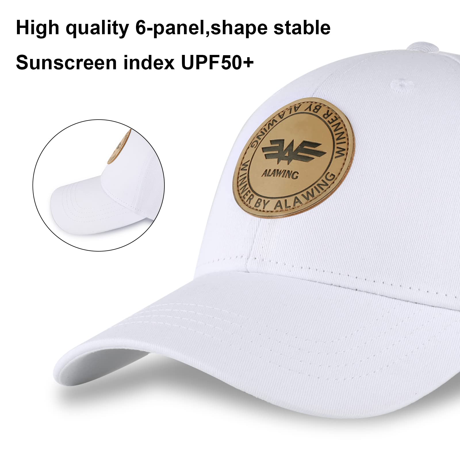 ALAWING Baseball Cap Mens Hats for Women Pure Cotton Washed Ball Caps Summer Sun Dad Hat Unisex Adjustable (White)