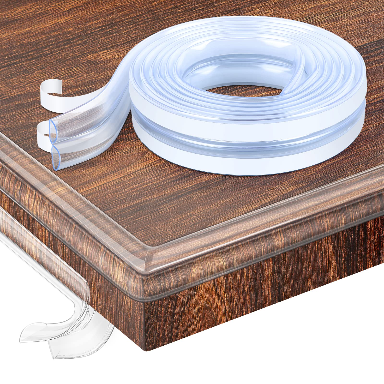 Baby Proofing, D-Shaped Hollow Edge Protector Strip Clear, Silicone Soft Corner Protectors with Upgraded Pre-Taped Strong Adhesive, 6.6ft(2M) Edge Protectors for Sharp Corners of Cabinets, Tables.