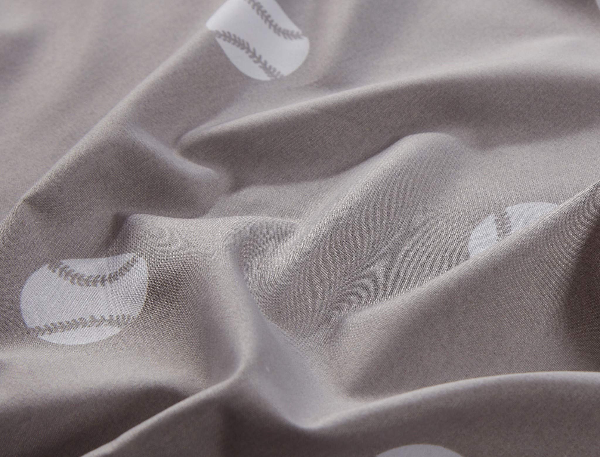 Chezmoi Collection 4-Piece Kids/Teens Sports Sheet Set - Soft Microfiber Gray White Baseball, Full Size