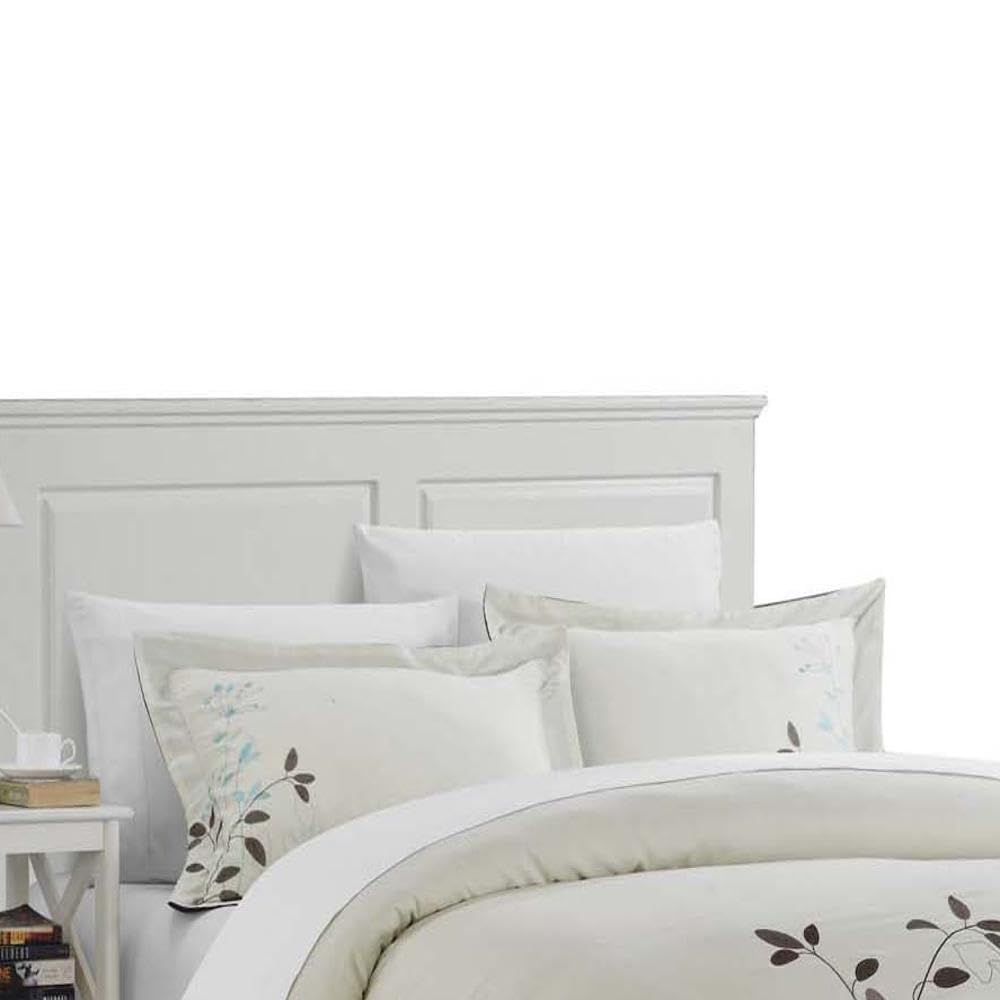 Chic Home 3-Piece Kaylee Floral Embroidered Duvet Set (Queen, Beige)