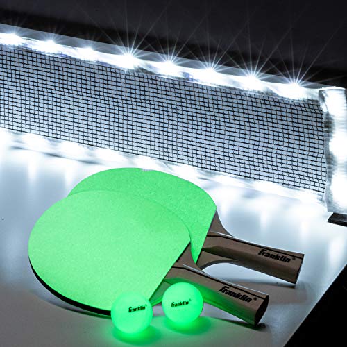 Franklin Sports LED Table Tennis Net and Glowing Paddles and Balls Oval, Black, One Size