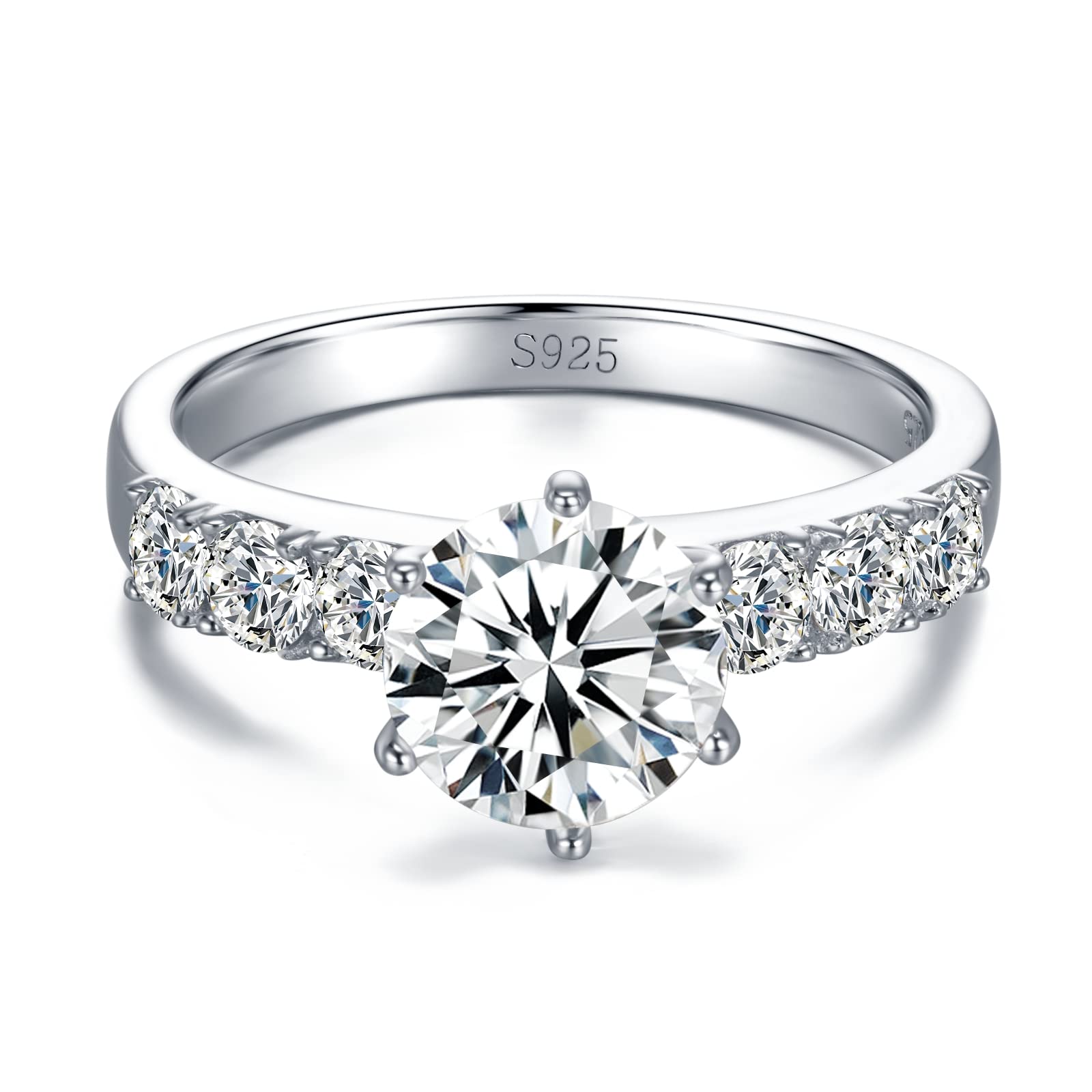 Atylyk Total 3.2cttw Center 2CT Moissanite Engagement Ring Wedding Promise Gold-plating Sterling Silver Rings for Women,Size 6.5