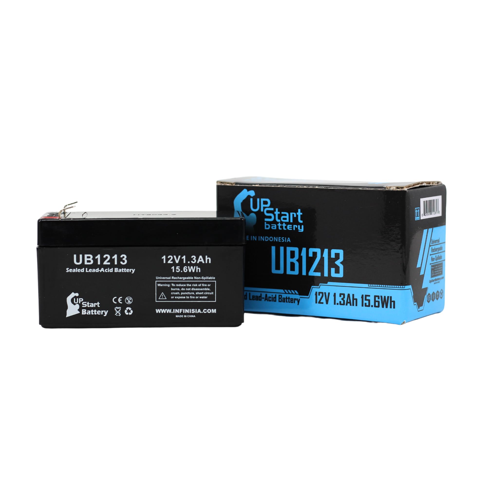 Replacement for Mercedes-Benz N000000004039 Battery - Replacement UB1213 Universal Sealed Lead Acid Battery (12V, 1.3Ah, 1300mAh, F1 Terminal, AGM, SLA) - Includes TWO F1 to F2 Terminal Adapters