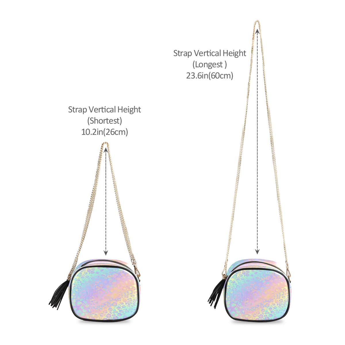 ALAZA Tie Dye Leopard PU Leather Small Women Crossbody Shoulder Bag Purse Wallet with Adjustable Chain Strap