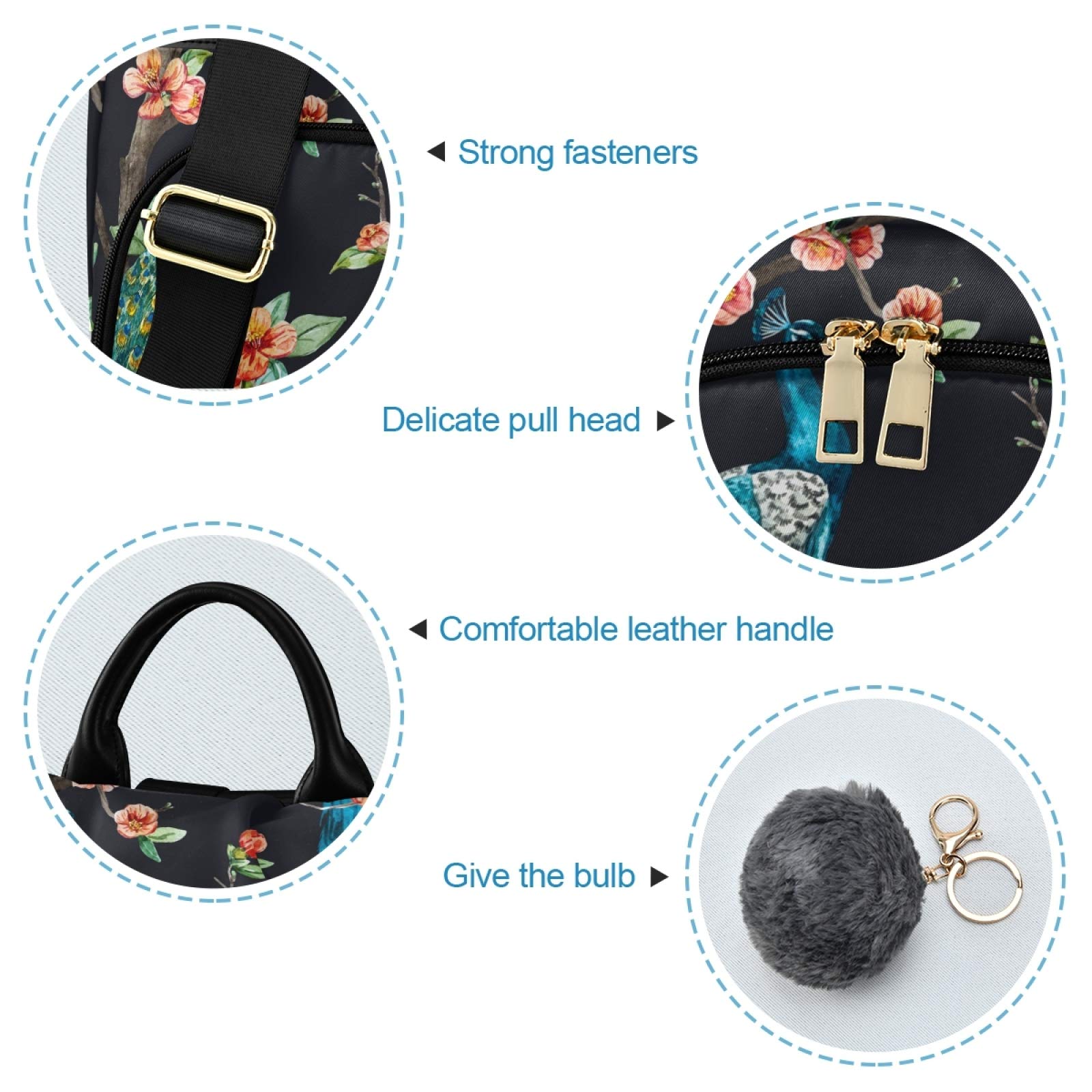ALAZA Watercolor Raster Peacock Backpack Purse for Women Anti Theft Fashion Back Pack Shoulder Bag