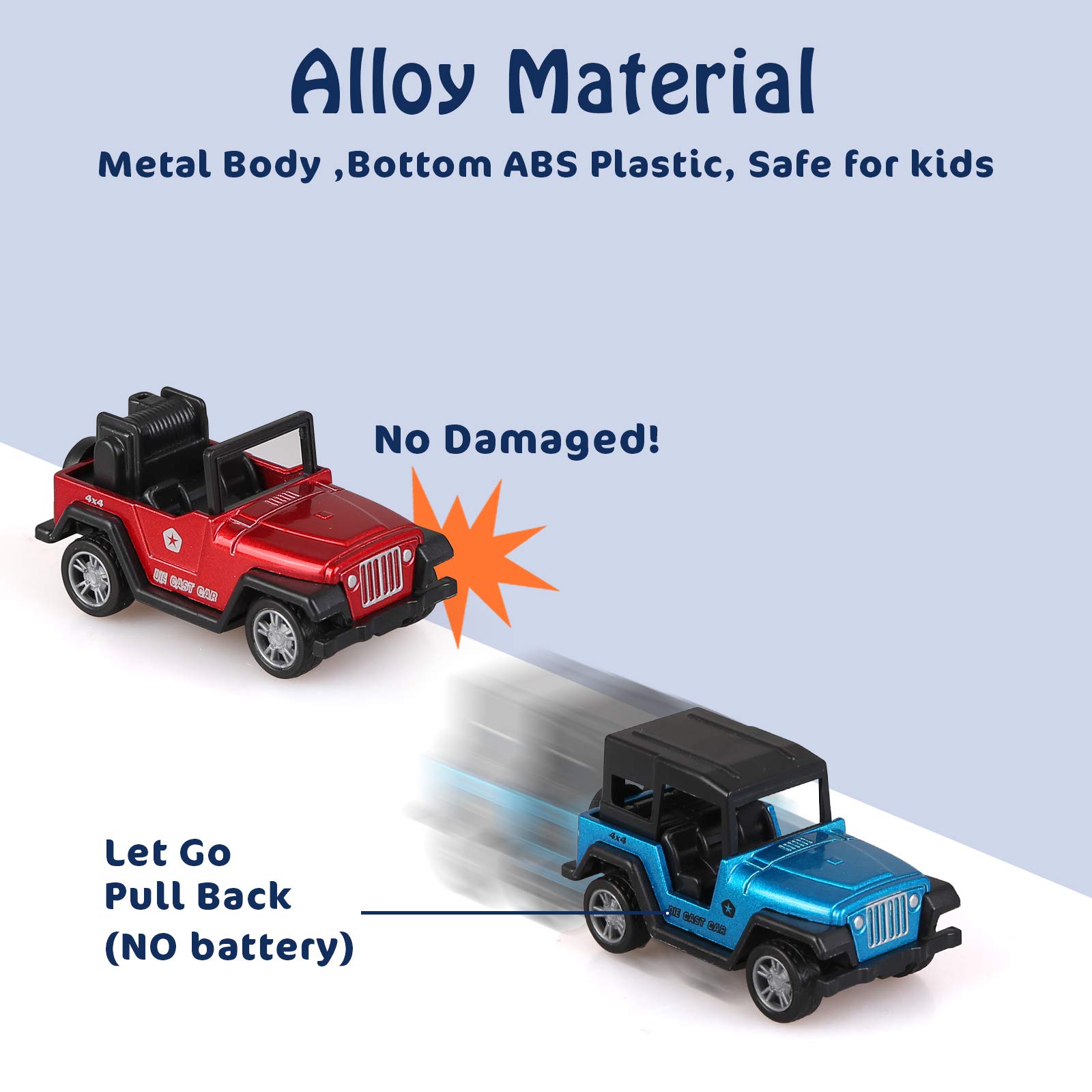 kramow Cars Toys Pull Back Vehicles, Model Vehicles Toy for Baby Toddler Boys Girls, 4 Pieces Pack