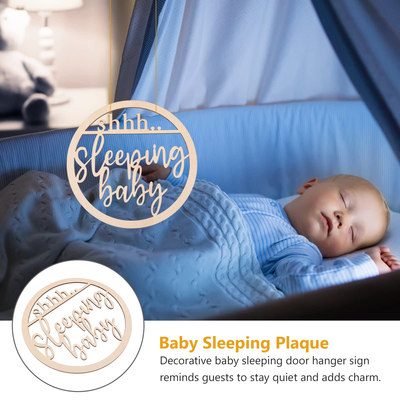 Baby Sleeping Front Door Sign Hollow Out Wooden Hanger Baby Room Hanging Sign