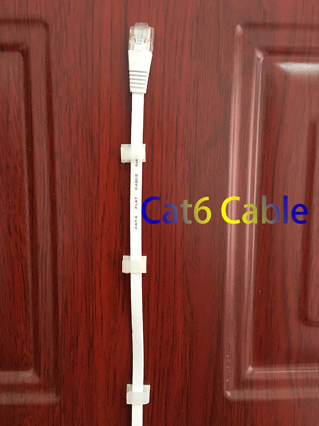 Ruaeoda Ethernet Cable Clips, 60 Pack 8mm Self-Adhesive Wire Clips, Cord Clamp Cable Management for Cat6 Cat5 and Cat7 Flat Ethernet Cable(White)
