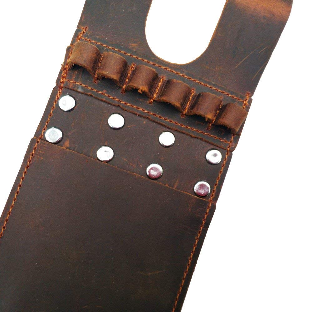 AMEYXGS Archery Pocket Arrow Quiver Leather Arrow Holder Portable Arrow Training Carrier Bag for Shooting Hunting Accessory (brown)