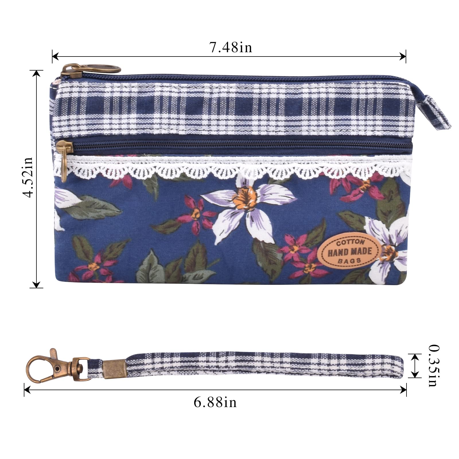 LassZone Canvas Cute Crossbody Handbags Cell Phone Purse Wallet Flowers Pattern Small Change Pouch Bags for Women Girls