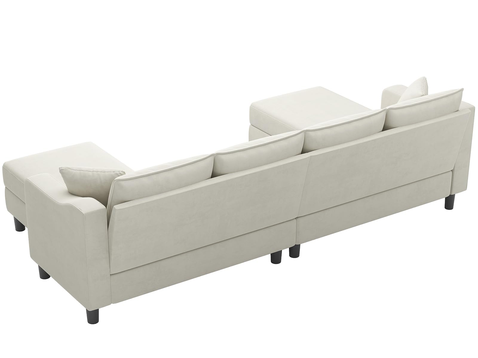 Belffin U Shaped Sectional Sofa Velvet Convertible Sofa with Reversible Chaises Sectional Couches with Ottomans for Living Room (Beige)…
