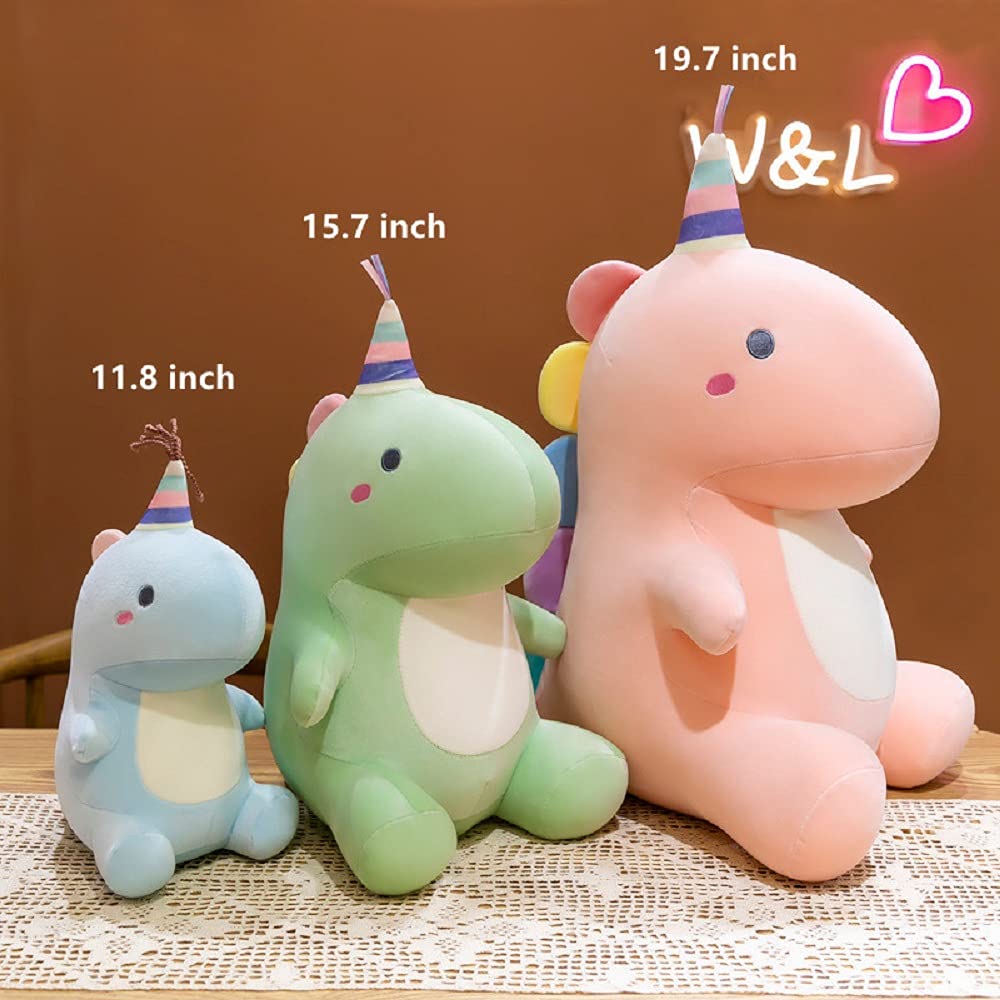 FSLMY Dinosaur Plush Toy Soft Stuffed Cute Animal Dinosaur Plush Doll As A Boy Girl Birthday Gift Halloween (Blue, 11.8 inch)